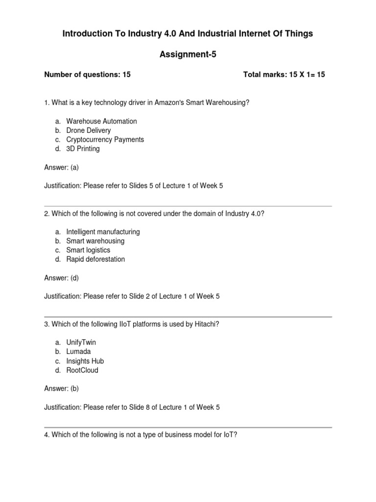 II4IIT Assignment-5 Solution | PDF | Internet Of Things | Warehouse