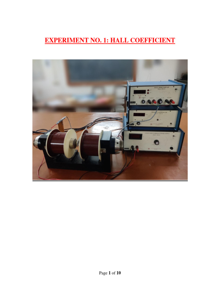 Hall Effect Experiment Guide | PDF | Magnetic Field | Anti Lock Braking ...