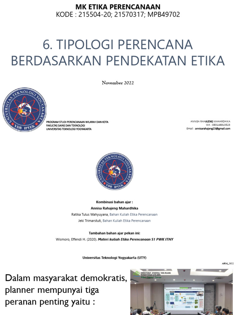 06 - Tipologi Perencana Berdasarkan Pendekatan Etika | PDF