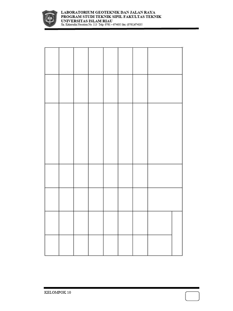 Patron Tabel Perhitungan Praktikum Mektan 1 | PDF