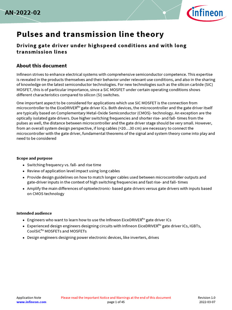 Infineon-AN 2022 02 Pulses and Transmission Line theory ...