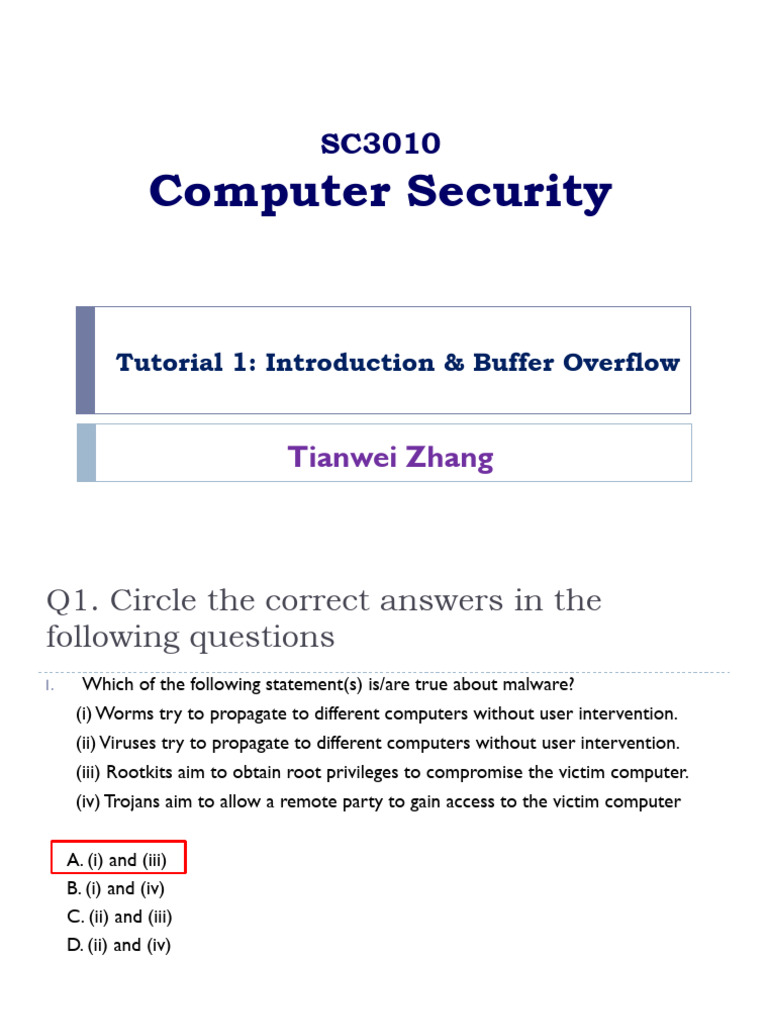 Tutorial 1 - Solution | PDF | Security | Computer Security
