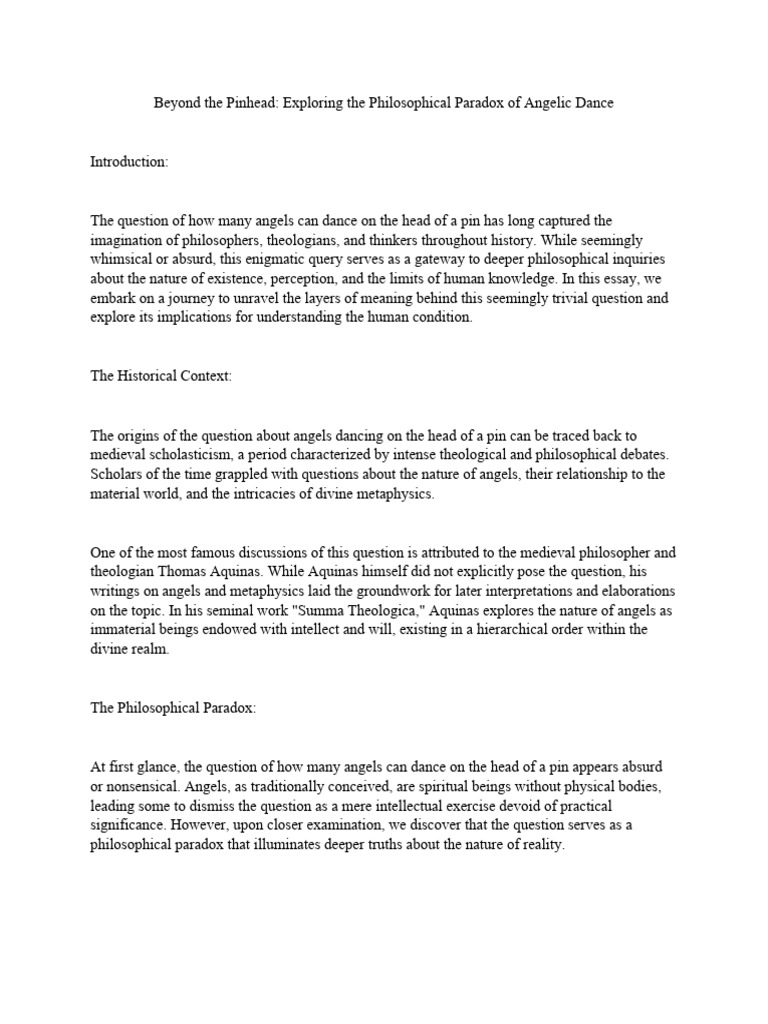 Exploring The Philosophical Paradox of Angelic Dance | PDF | Metaphysics | Rationalism