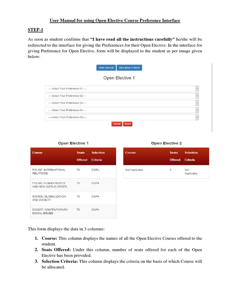 Open Elective Manual | PDF