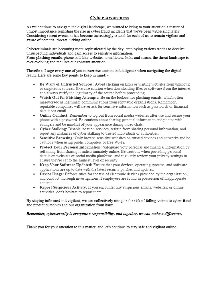 Cyber Awareness | PDF | Phishing | Security