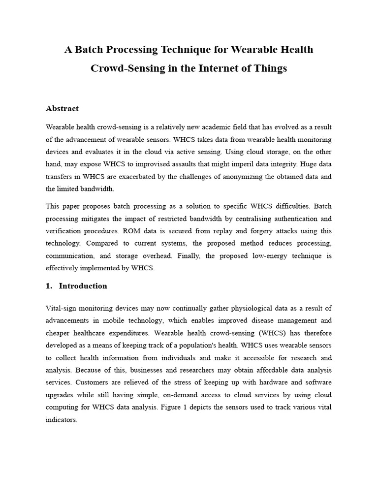 A Batch Processing Technique For Wearable Health Crowd | PDF | Internet ...