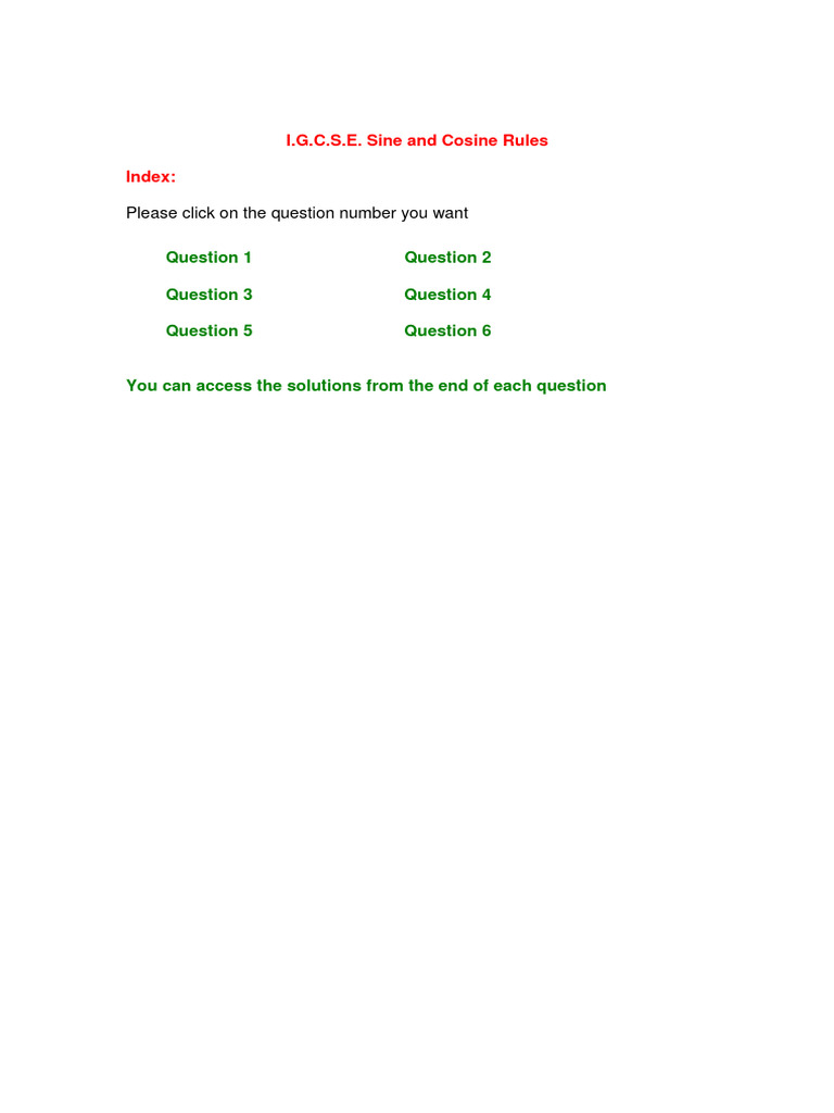 IGCSE Sine Cosine Rules | Download Free PDF | Euclidean Geometry ...