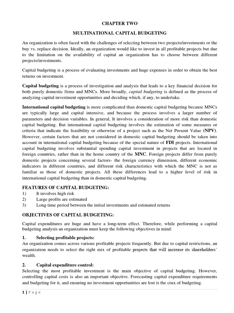 Topic 5 - Multinational Capital Budgeting | PDF | Capital Budgeting | Net Present Value