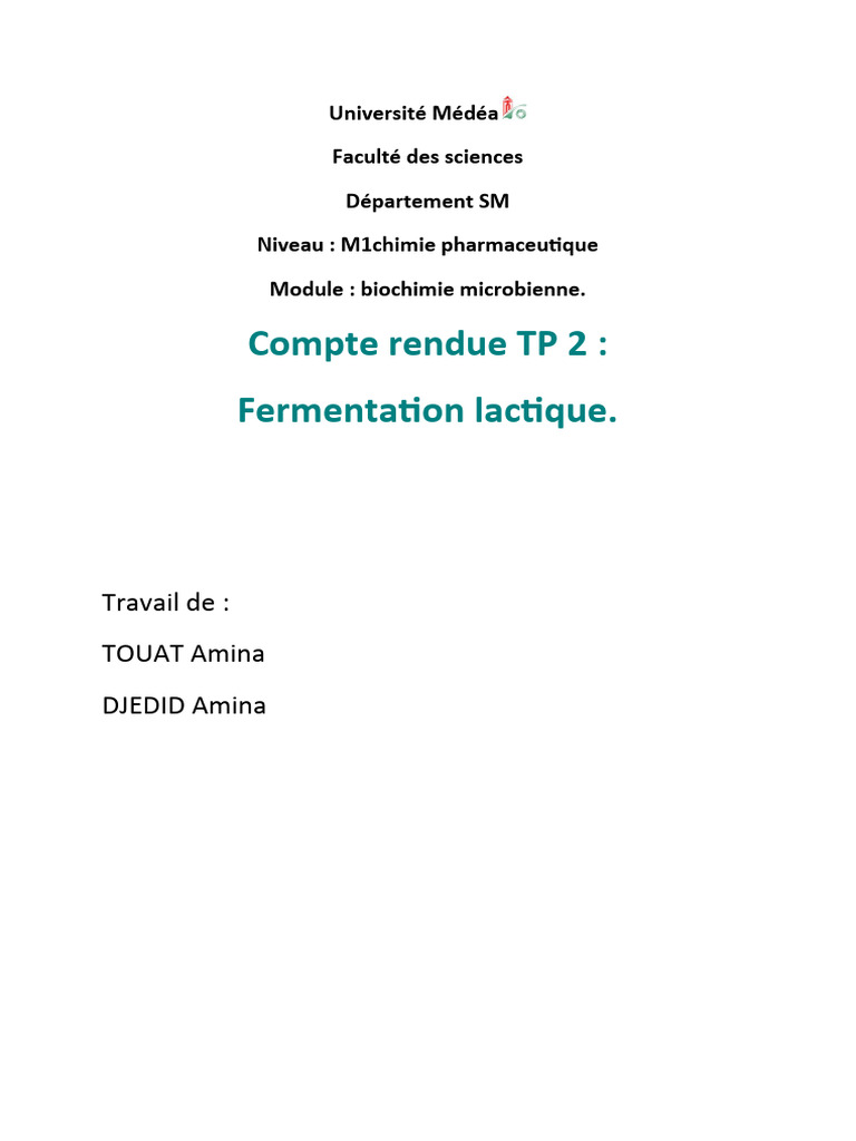 TP Fermentation Laitique : Fabrication Yaourt | PDF | Yaourt | Fermentation