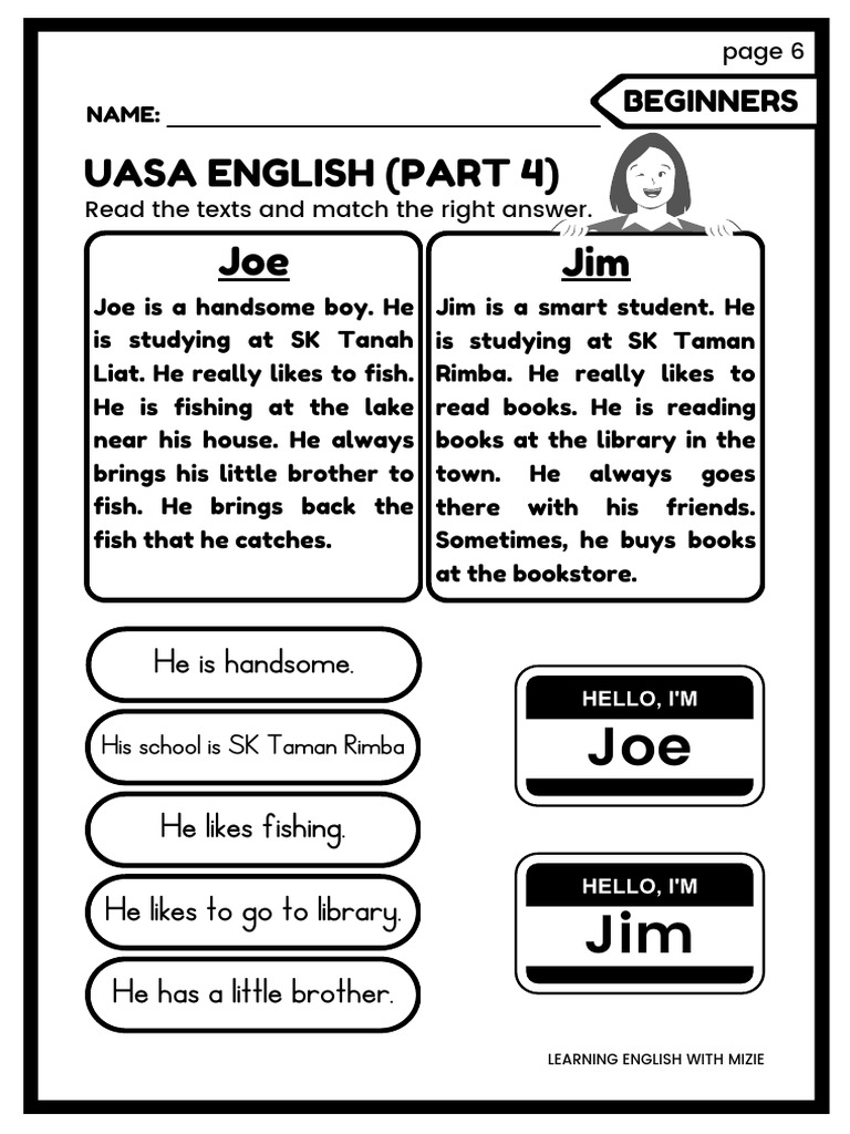 UASA English Year 6: Beginner Texts | PDF