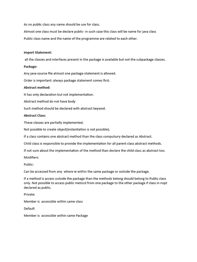 Java Notes Pdf Class Computer Programming Method Computer Programming 0921