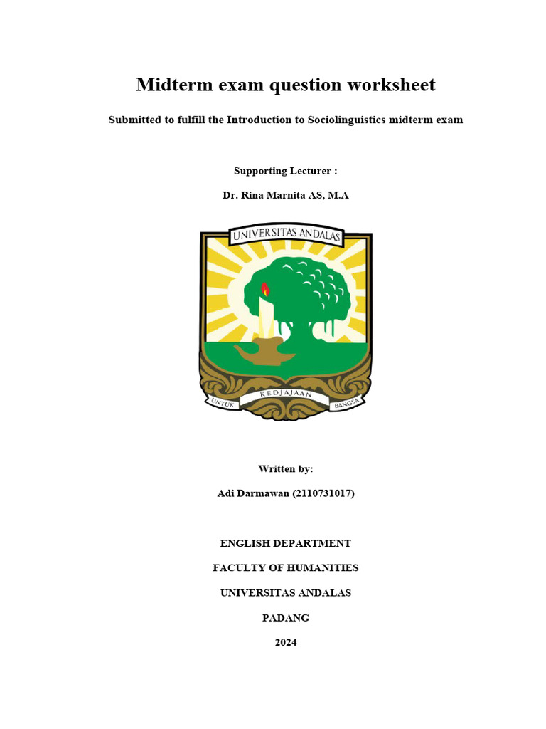Adi Darmawan (2110731017) - MID TERM INTRODUCTION TO SOCIOLINGUISTICS | PDF | Dialect | Linguistics