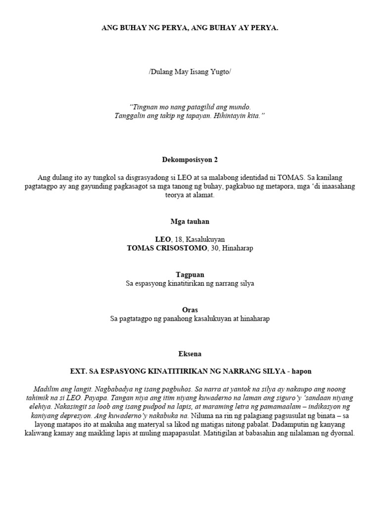 ANG BUHAY NG PERYA-SCRIPT | PDF