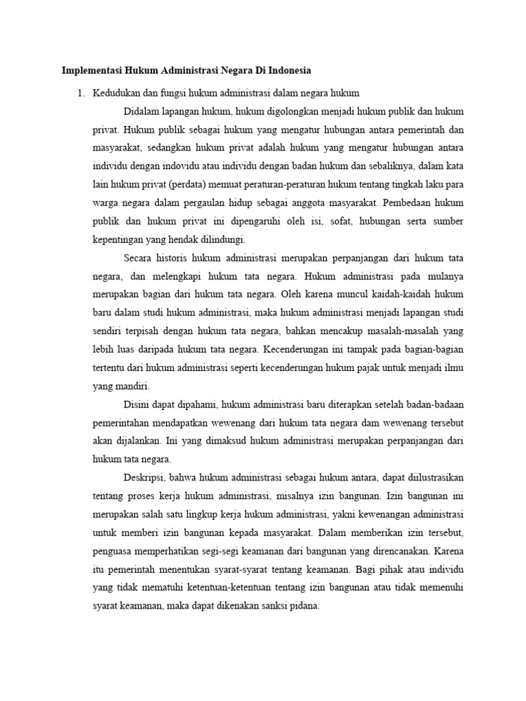 Implementasi Hukum Administrasi Negara Di Indonesia | PDF | Hukum