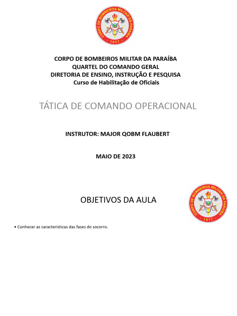 3 Parte - Tática de Comando Operacional (Fases Do Socorro) | PDF | Planejamento | Resgate