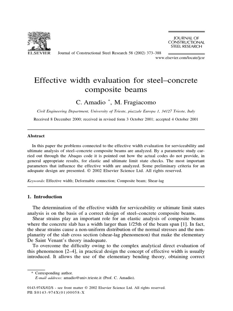 Effective Width Evaluation For Steel-Concrete Composite Beams | PDF ...