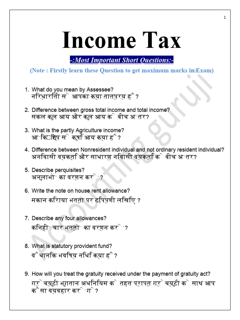 Income Tax Notes | PDF