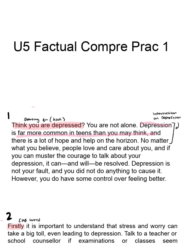 U5 Factual Compre Prac 1 | PDF | Major Depressive Disorder | Mood ...