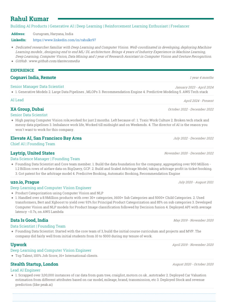 Rahul Kumar: Cognavi India, Remote | PDF | Deep Learning | Machine Learning