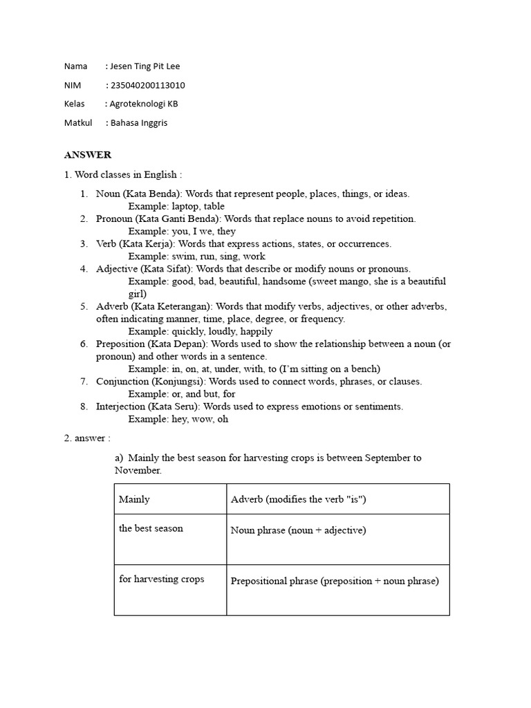 Jesen Ting Pit Lee - 235040200113010 - BING KB | PDF | Verb | Adverb