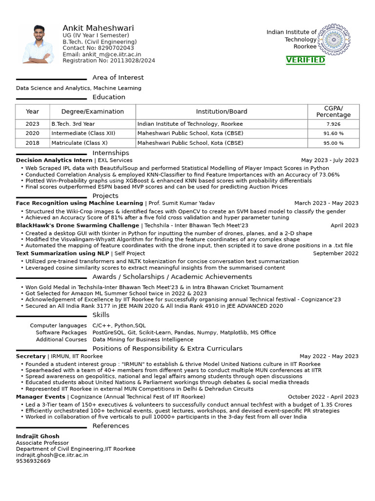 Ankit Ds CV | Download Free PDF | Machine Learning | Artificial Intelligence