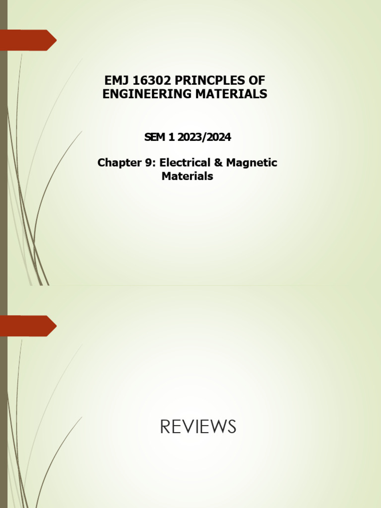 EMJ16302 Chapter 9 Electrical & Magnetic Materials Upload | PDF | Band Gap | Electrical ...