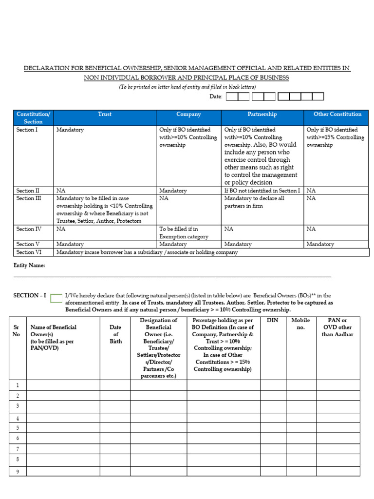 Beneficial Ownership Declaration Form | PDF | Ownership | Civil Law ...