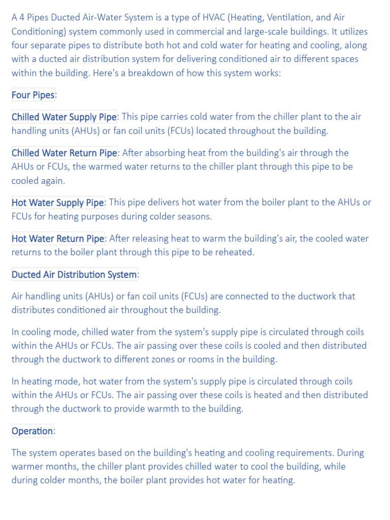 four pipes for hvac system | PDF | Duct (Flow) | Air Conditioning