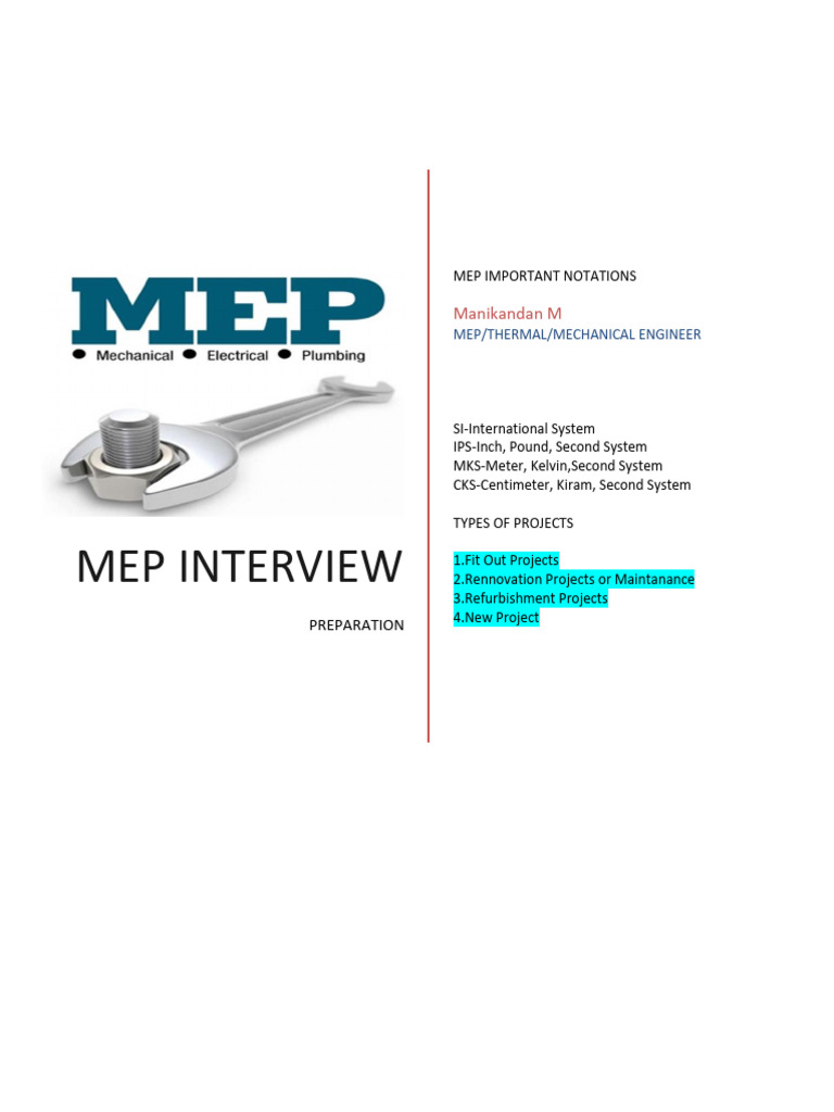 Mep Interview: Manikandan M | PDF | Duct (Flow) | Fire Sprinkler System