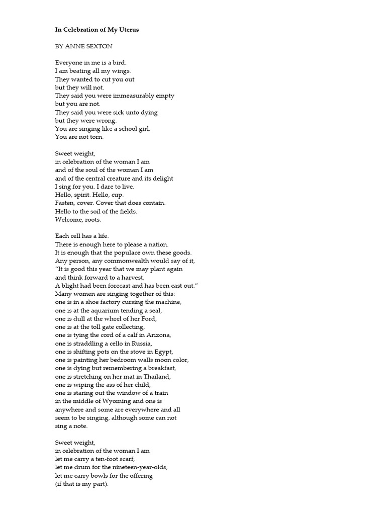 Anne Sexton: Celebrating Womanhood | PDF