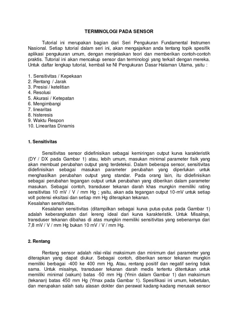 Terminologi Sensor | PDF | Metode & Bahan Ajar | Sains & Matematika