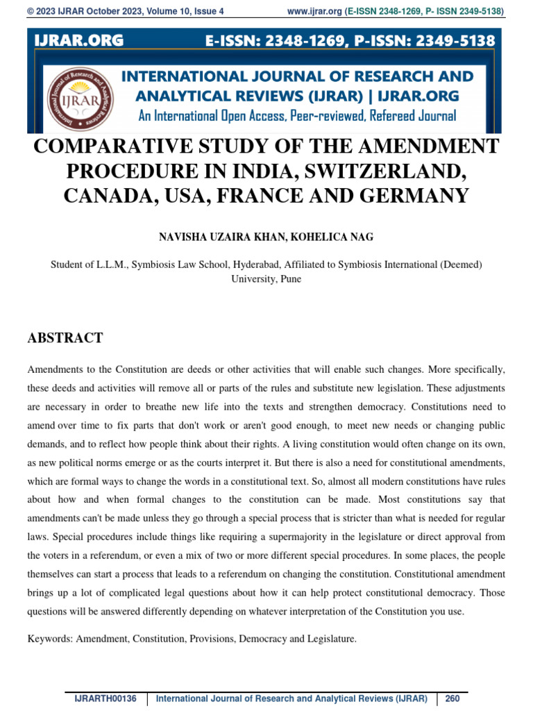 IJRARTH00136 | PDF | Constitutional Amendment | Supermajority