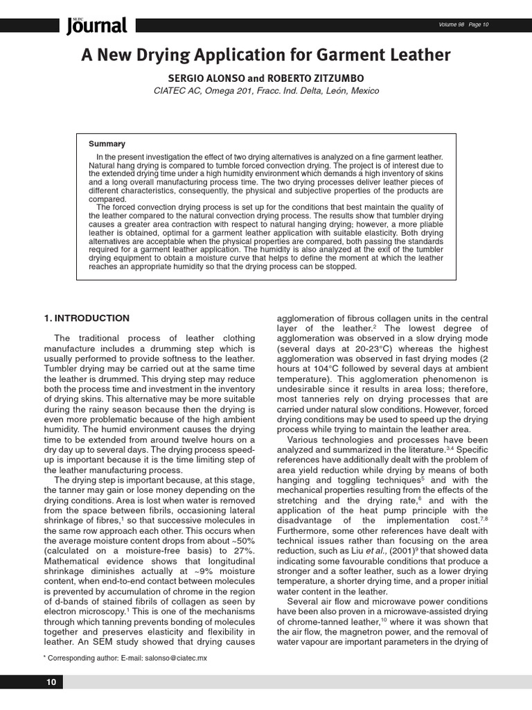 A New Drying Application for Garment Leather | PDF | Humidity | Clothes ...