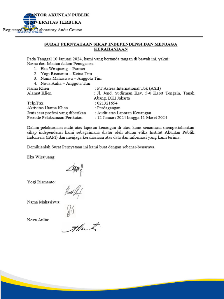 2.surat Pernyataan Independensi | PDF 2.surat Pernyataan Independensi | PDF
