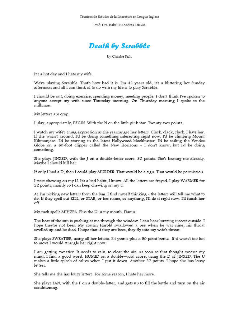 Prado Activity Death by Scrabble | PDF