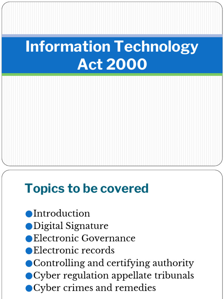 Unit 4 Information Technology Act 2000 | Download Free PDF | Public Key Certificate | Public Key ...