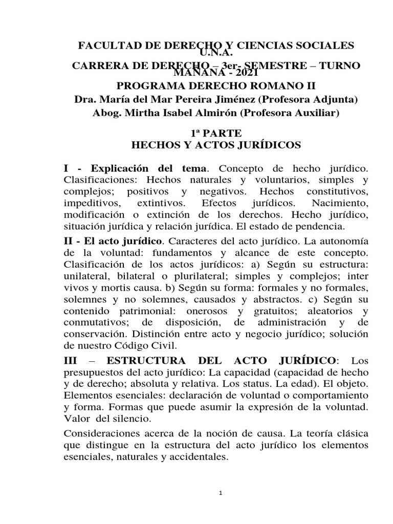 Hechos y Actos Jurídicos en Derecho Romano | PDF | Ley común | Justicia