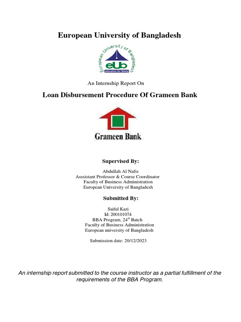 Sample Report | PDF | Grameen Bank | Microcredit