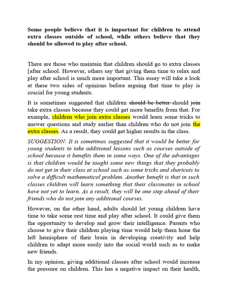 Benefits of Play vs. Extra Classes for Kids | PDF | Creativity | Cognition