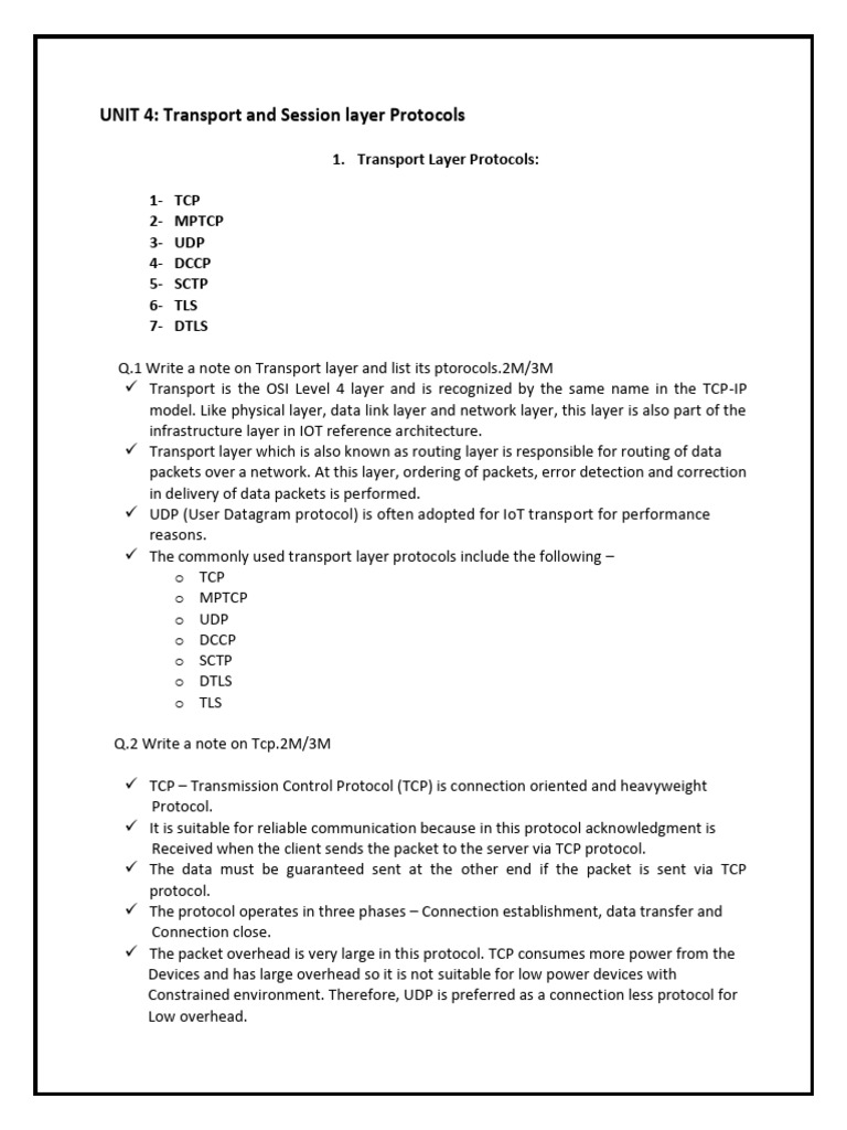 Bscit Sem 6 Iot Material Unit 4 | PDF | Transmission Control Protocol | Internet Protocol Suite