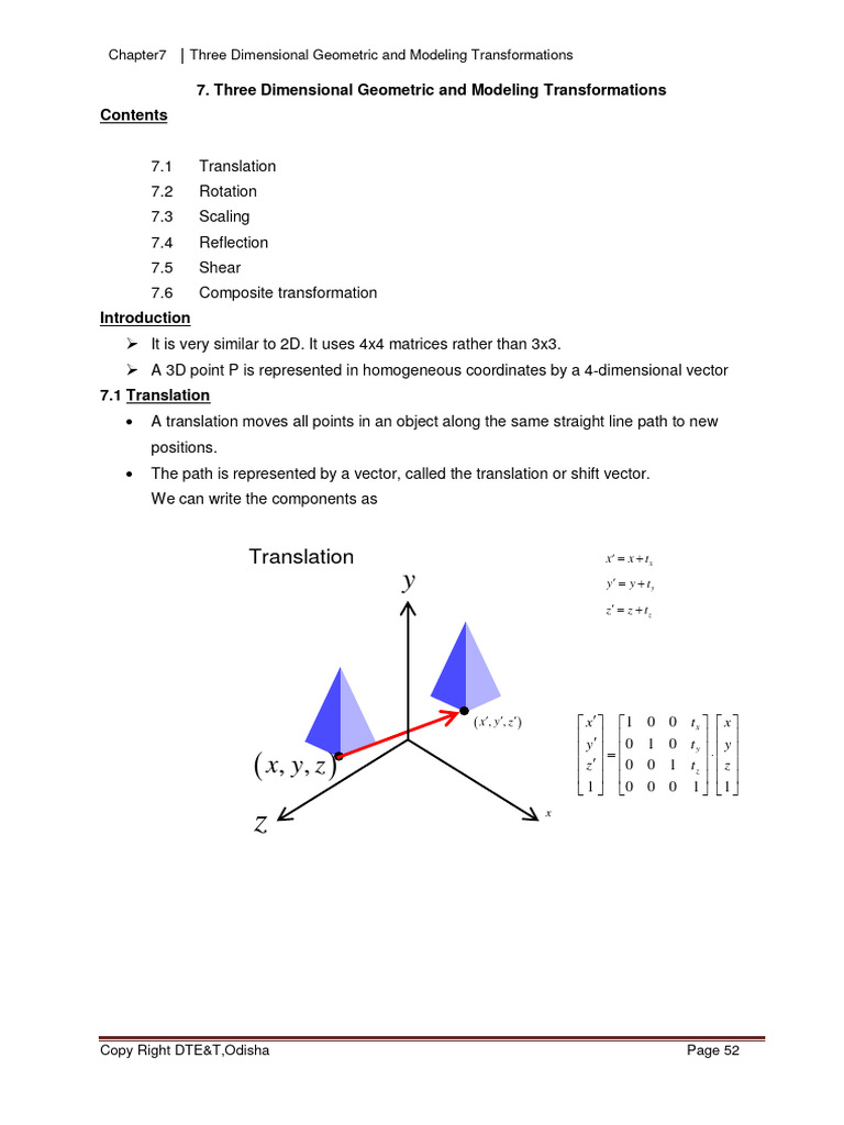 41695-7. Three Dimensional Geometric & Modeling Transformations | PDF ...