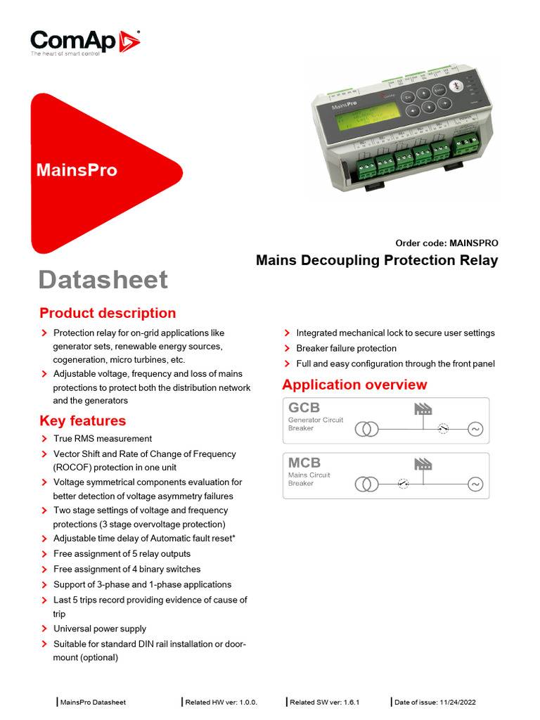 Mainspro Datasheet | PDF | Relay | Power Supply