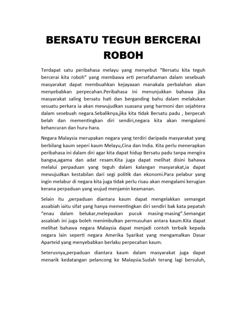 Bersatu Teguh Bercerai Roboh | PDF | Politik