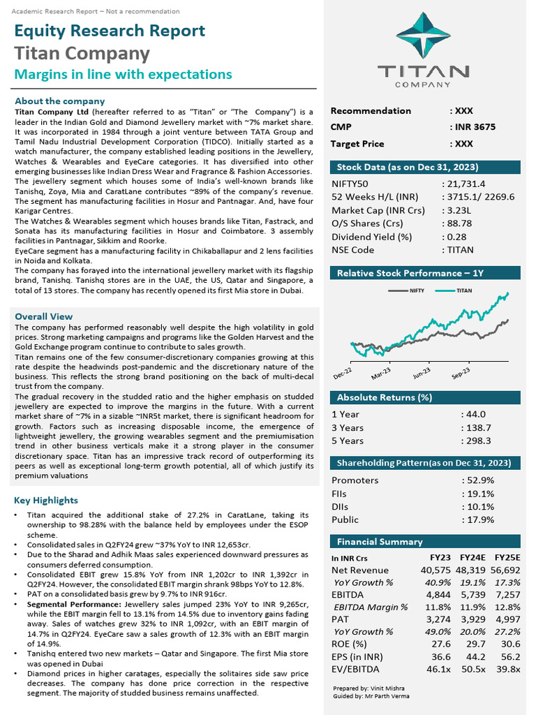 Titan Equity Research Report | PDF | Economies | Business
