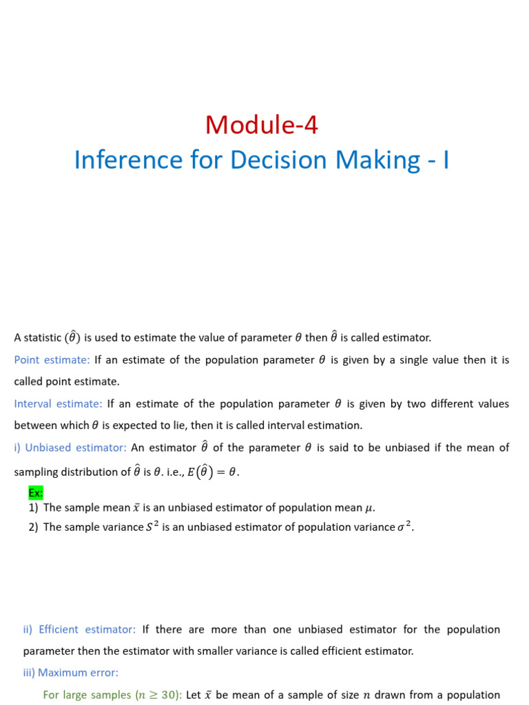 22-Intro To Inference For Decision Making-19-03-2024 | PDF | Estimator ...
