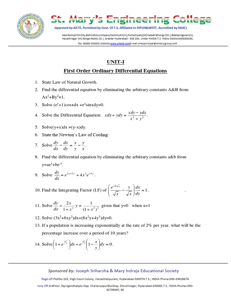 ODE and VC Question Paper R22 | PDF | Laplace Transform | Ordinary ...