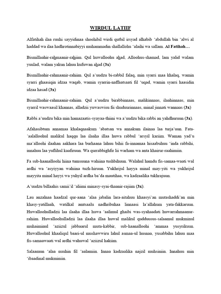 WIRDUL LATIIF - Latin | PDF