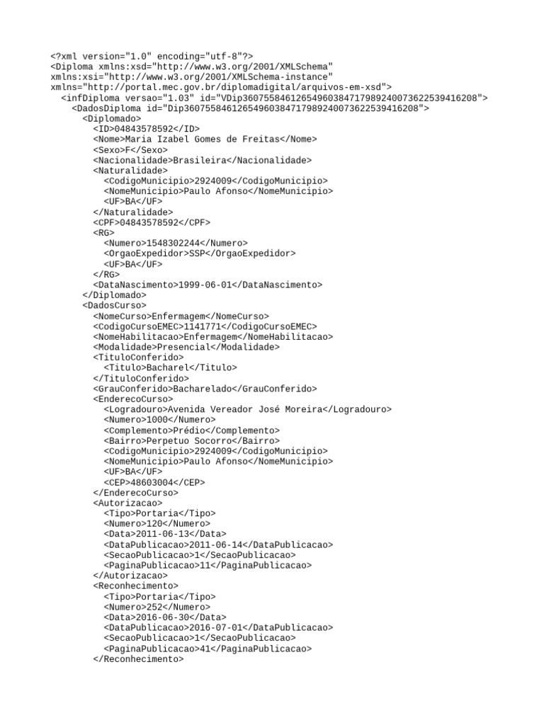 Maria Izabel Gomes de Freitas - Enfermagem - XML 2 | PDF | Brazil