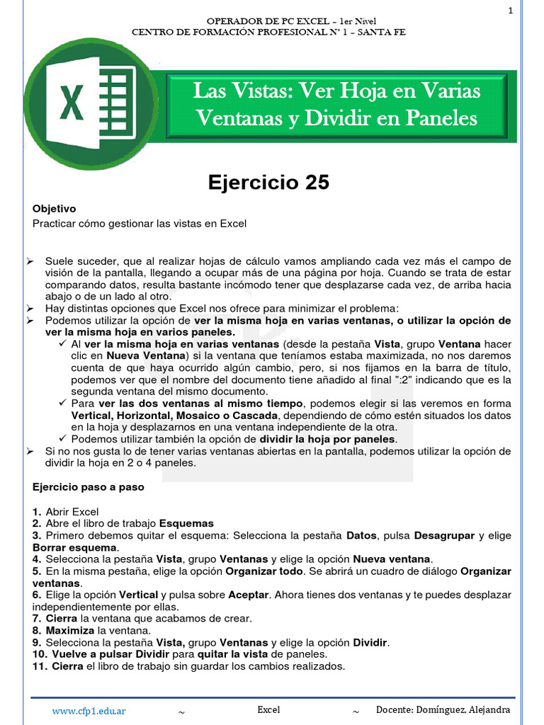 EJERCICIO 25 Las Vistas Hojas en Ventanas y Dividir en Paneles | PDF | Ventana (informática ...