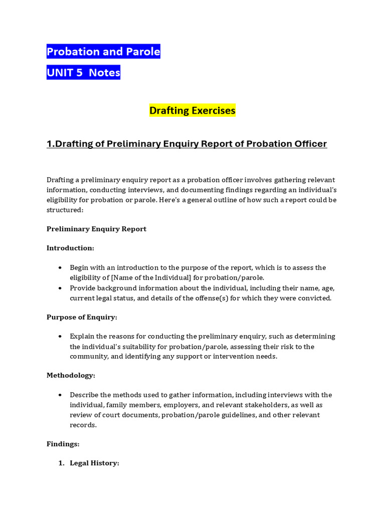 Probation and Parole Unit 5 Notes | PDF | Probation | Parole